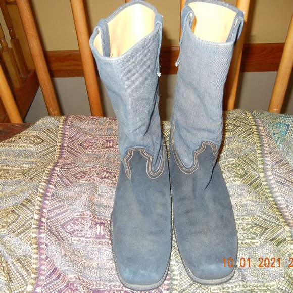 Saddle Tramp | Shoes | Vintage Western Boho Chic Hippie Suede Denim ...